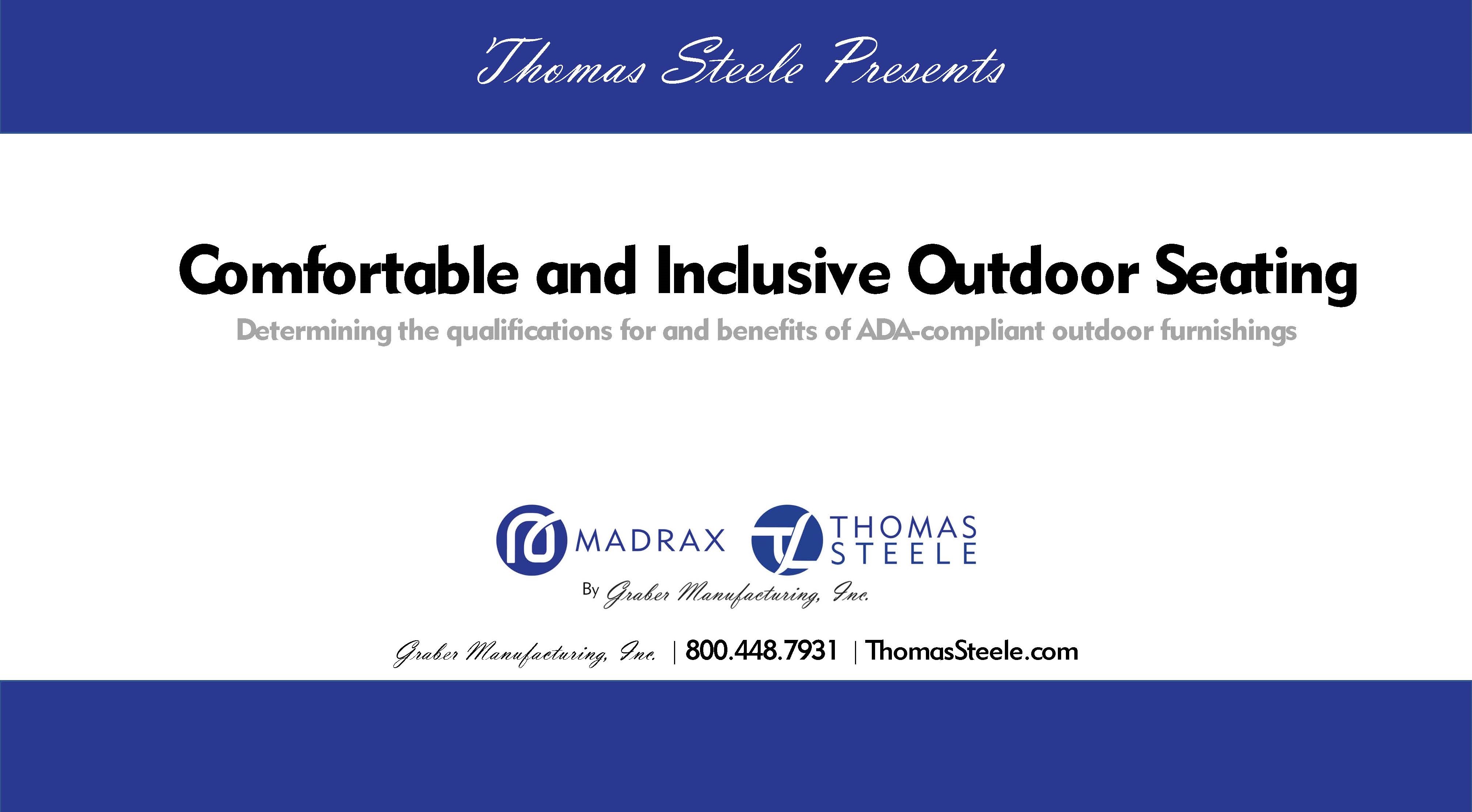 Comfortable and Inclusive Outdoor Seating Webinar